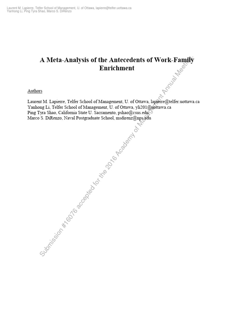 A Meta-Analyssis of The Antecedents of WFC | PDF | Effect Size | Variance