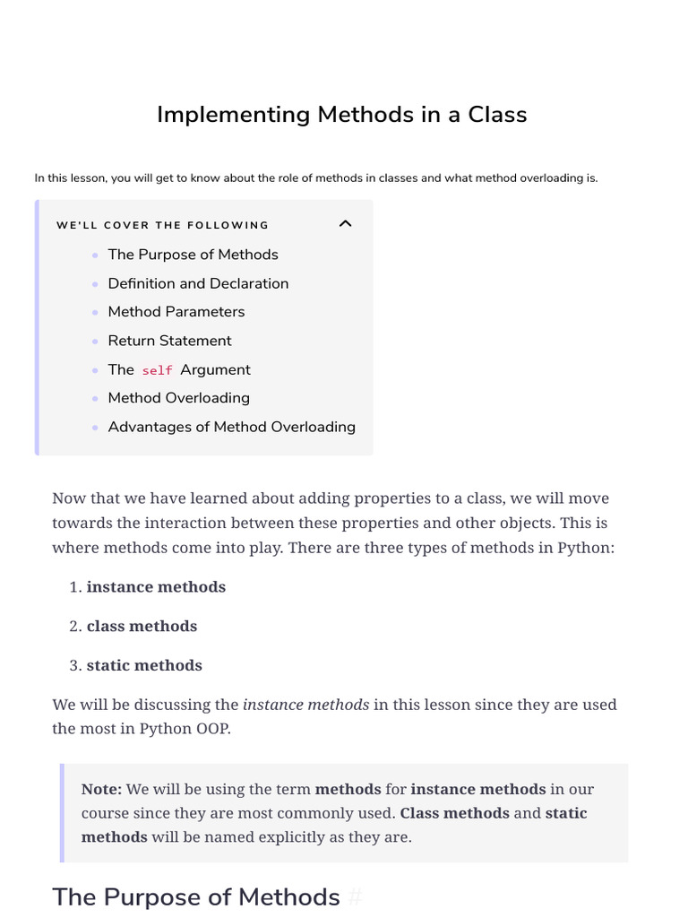 8 Implementing Methods In A Class Pdf Method Computer Programming Parameter Computer