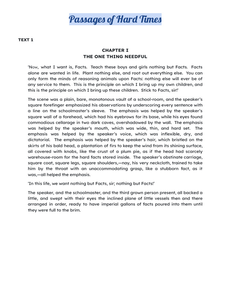 Passages of Hard Times | PDF | Narration | Aesthetics