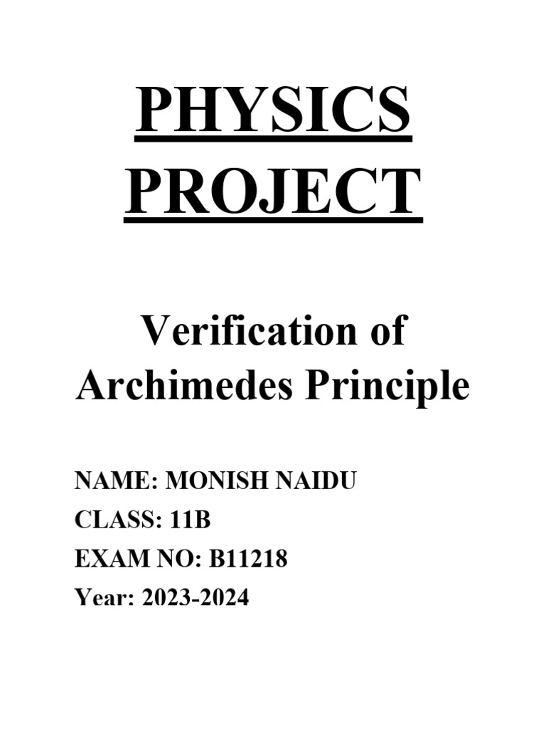 Phy Project 1 | PDF | Buoyancy | Soft Matter