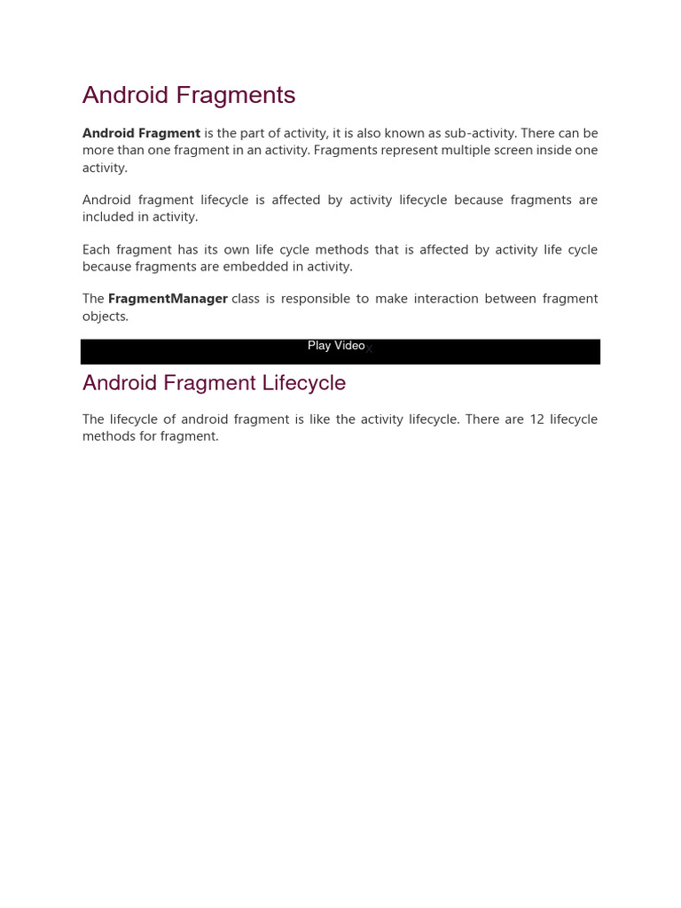 Fragments | Download Free PDF | Android (Operating System) | Product Lifecycle