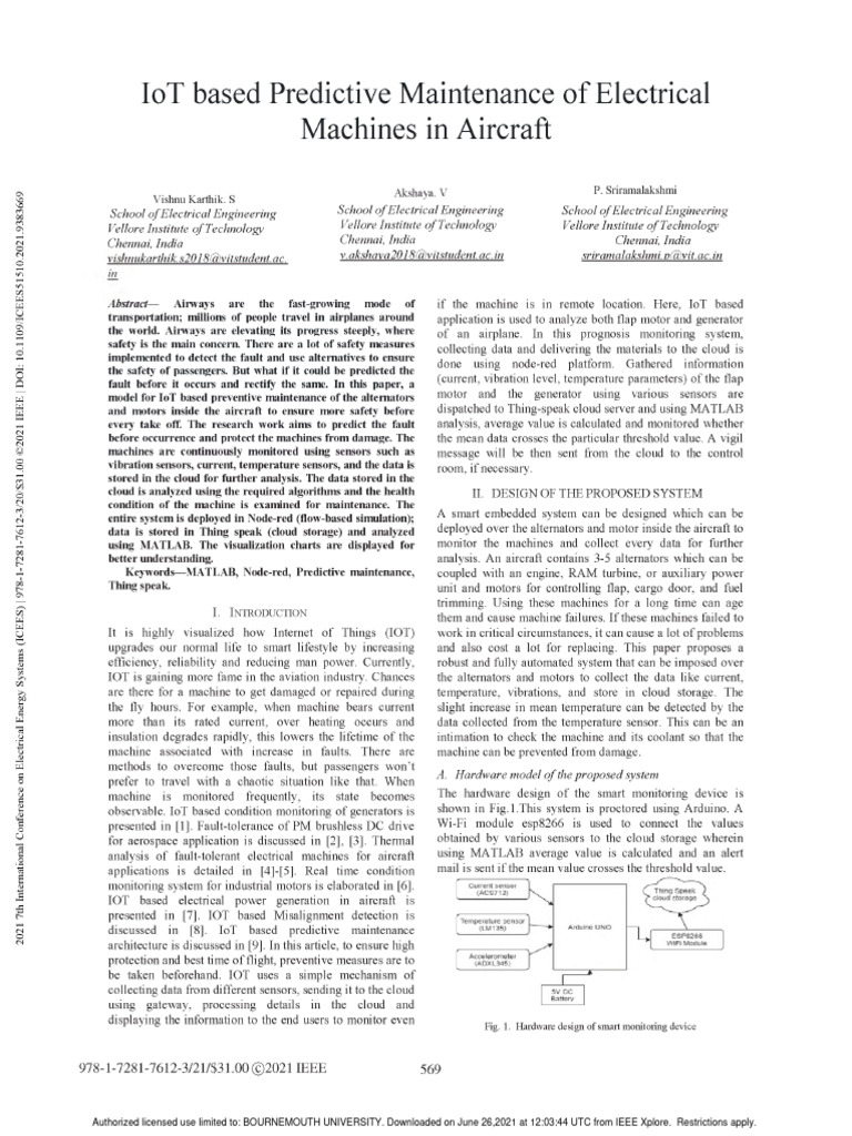 IoT Based Predictive Maintenance Ofelectrical | PDF | Internet Of Things | Sensor