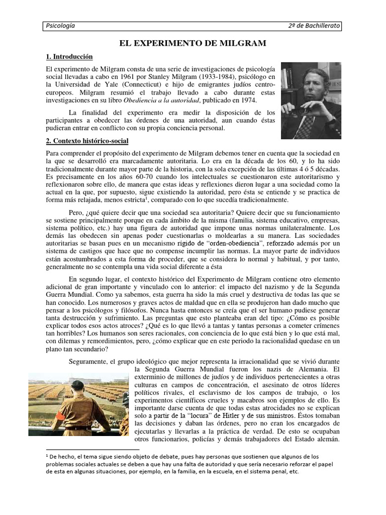 El Experimento de Milgram: Obediencia y Ética | PDF