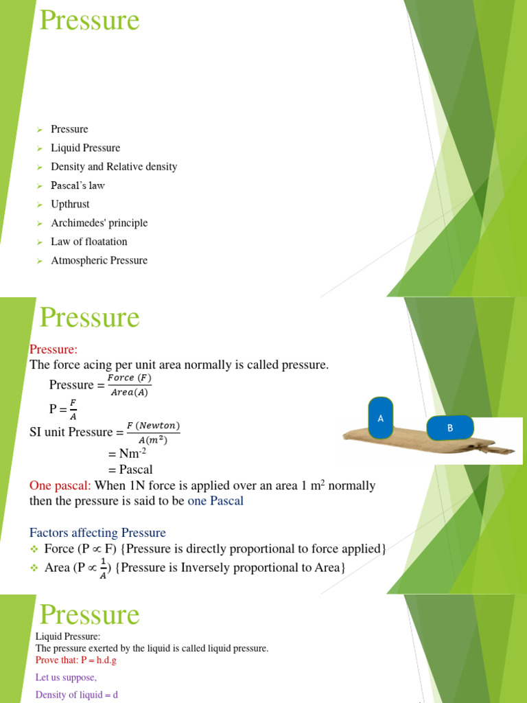 Understanding Liquid Pressure and Pascal's Law | PDF | Pressure | Density