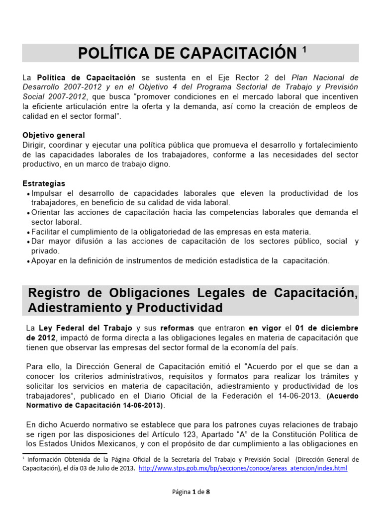 Política de Capacitación | PDF | Business | Ciudad de México
