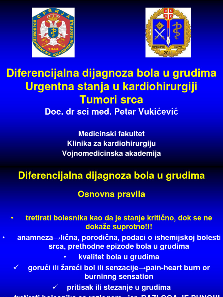 Kardiohirurgija 3 - Diferencijalna Dijagnoza Bola U Grudima + Ugentna ...