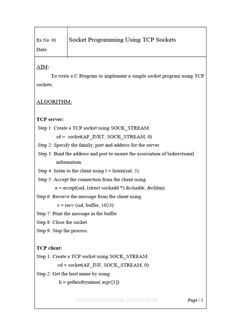 Unix LAB MANUAL | PDF | Port (Computer Networking) | Network Socket