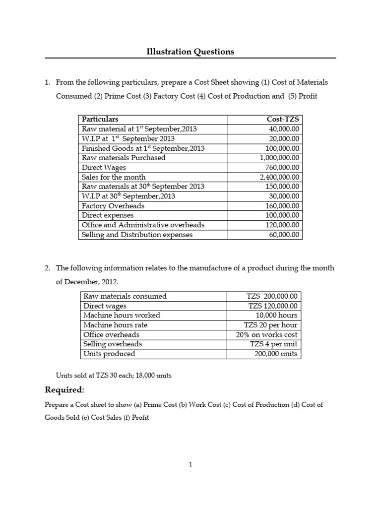 Cost Sheet Preparation Guide | PDF | Cost | Management Accounting