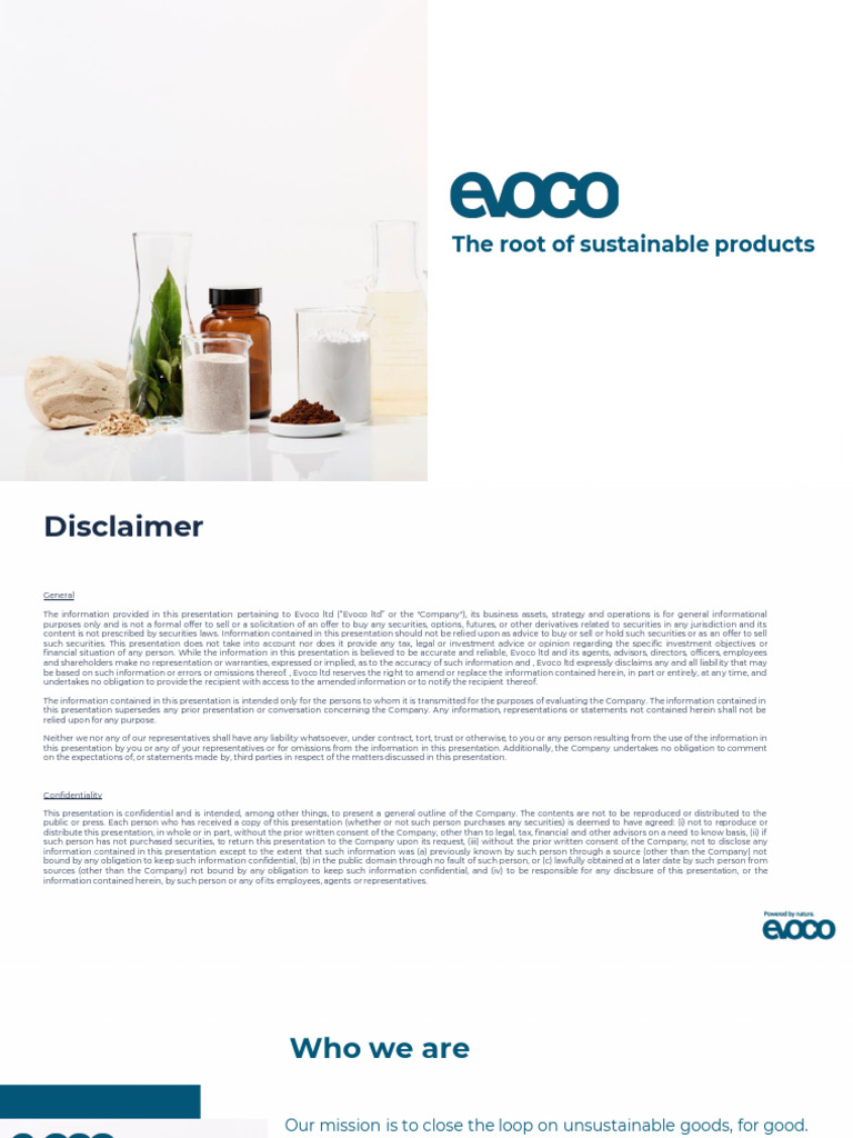 2022 - 09 - 18 Evoco The Root of Sustainable Products | PDF | Biodegradation | Shoe
