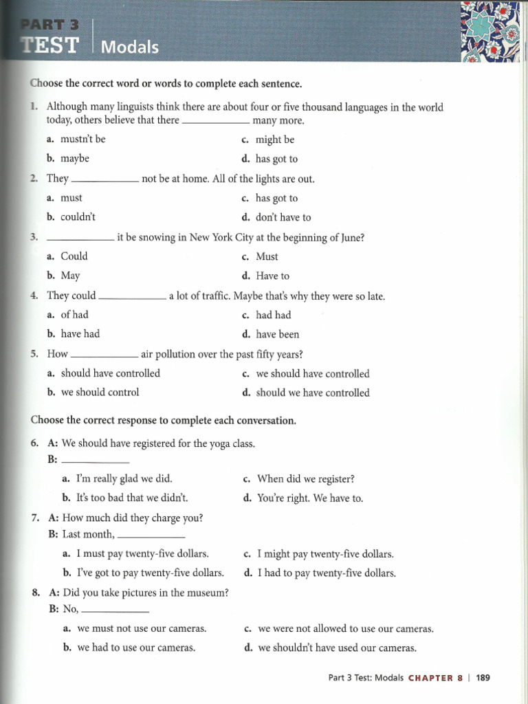 Part 3 Test Modals | PDF
