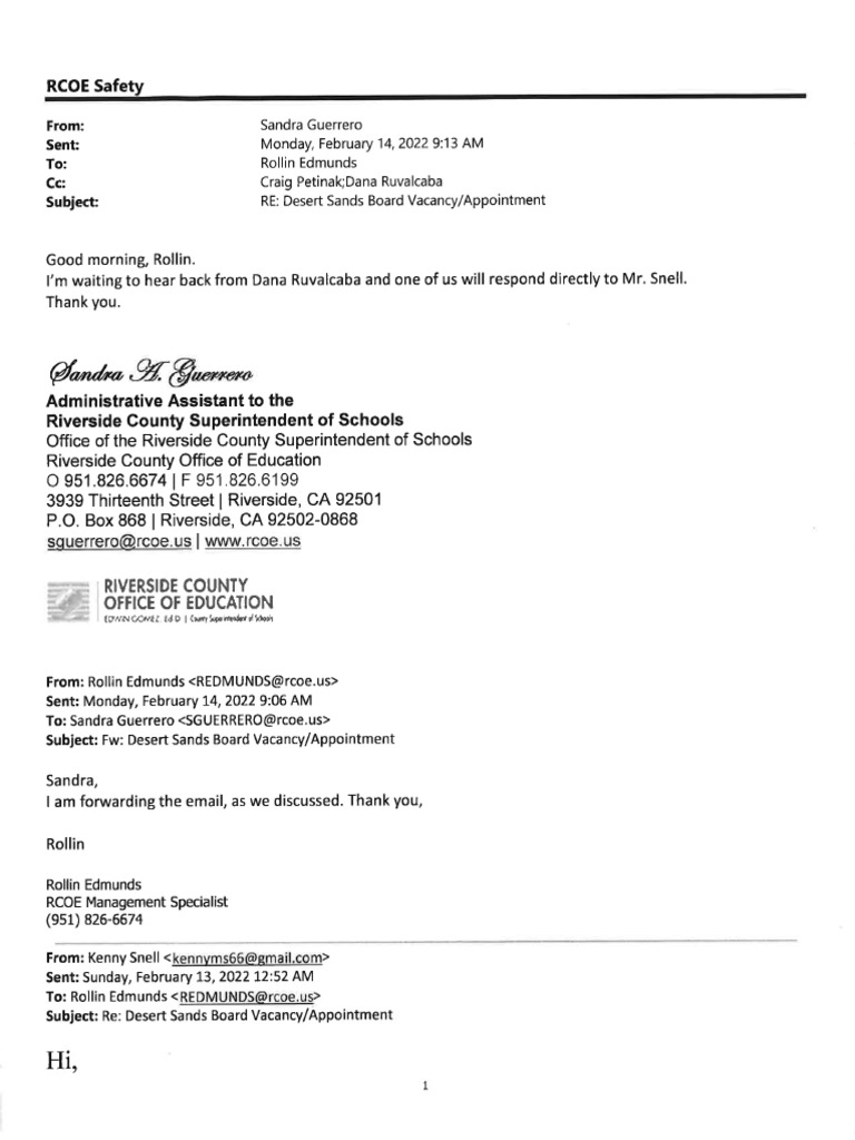 RCOE CPRA Request Mr. Snell Documents Part IV | PDF