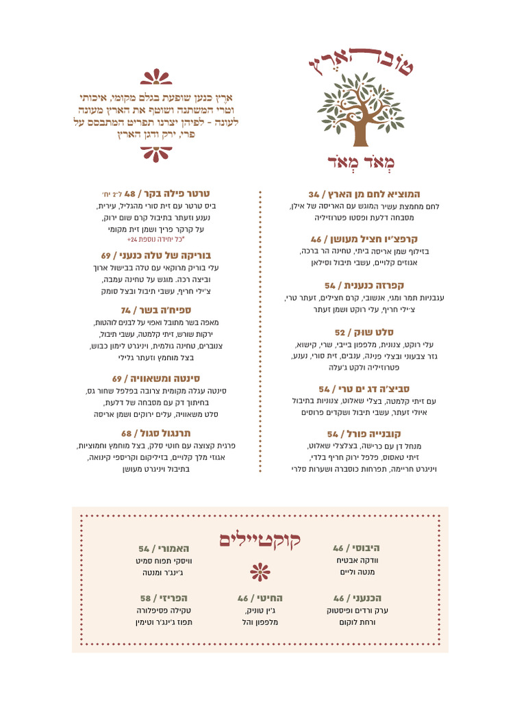 Eretz Menu All | PDF
