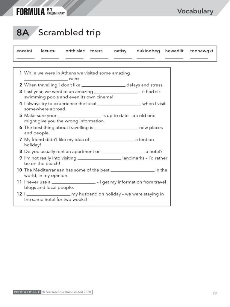 FORM B1 Photocopiables 8A | PDF