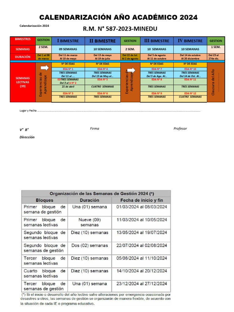 Calendarización 2024 | PDF | Academia