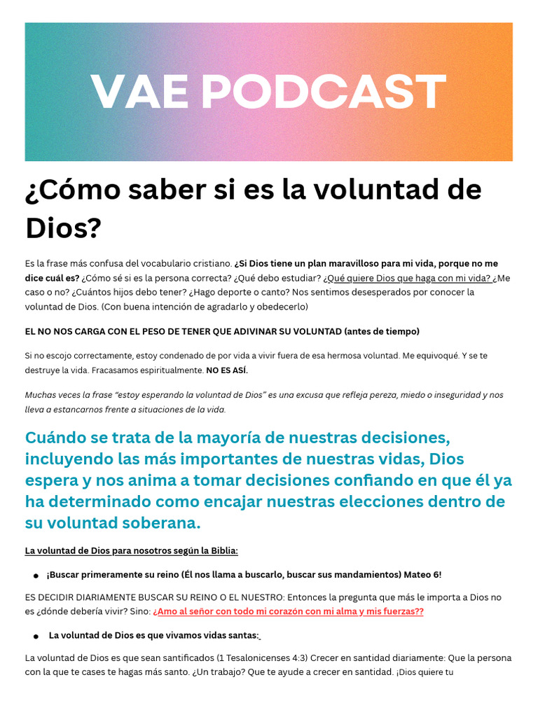 Como Saber Si Es La Voluntad de Dios? | PDF