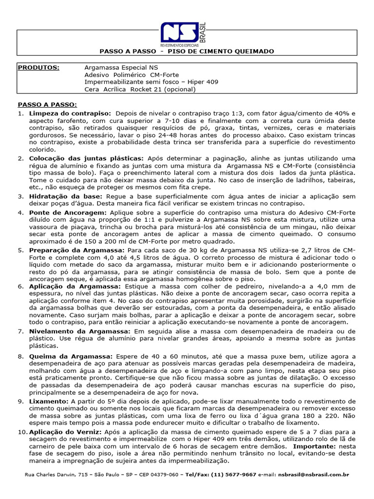 Passo a Passo Cimento Polimérico | PDF | Argamassa (alvenaria) | Cimento