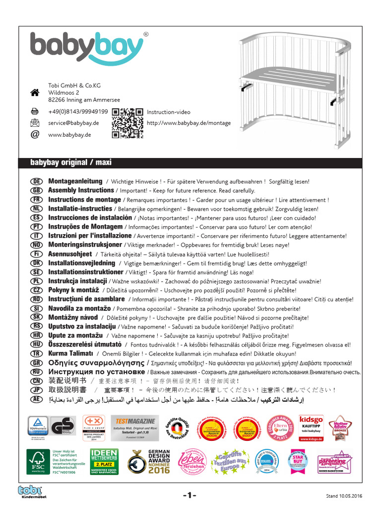 Babybay Maxi Assembly Instructions | PDF