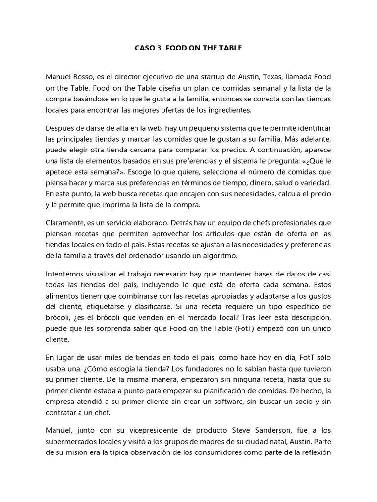 Caso Food On The Table | PDF | Lean Startup | Economias