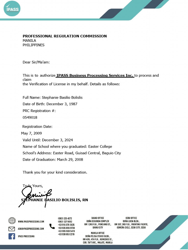 Authorization for PRC | PDF