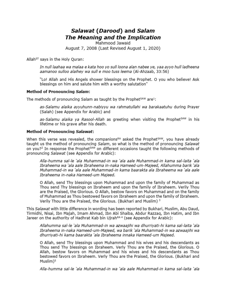Salawat Darood and Salam The Meaning and (1) 230211 003125 | PDF ...