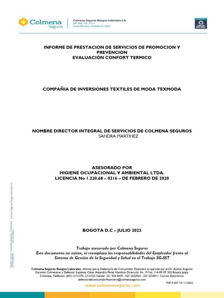 Julio 2023 Confort Termico SARA HOME Colina | PDF | Termorregulación ...
