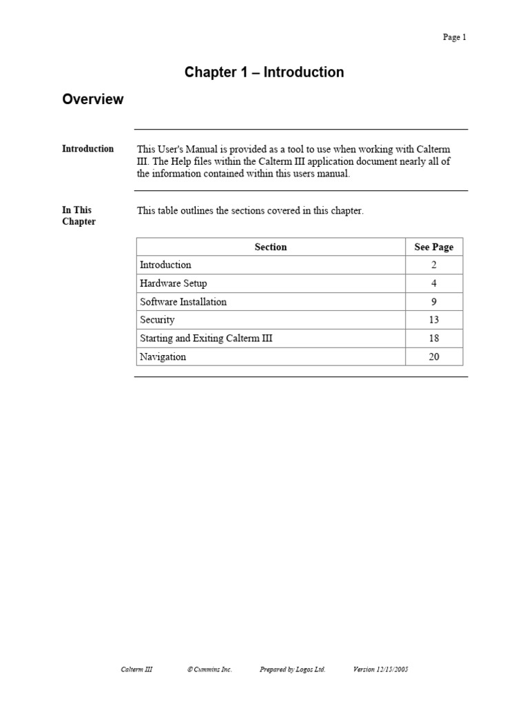 Calterm III User's Manual Overview | PDF