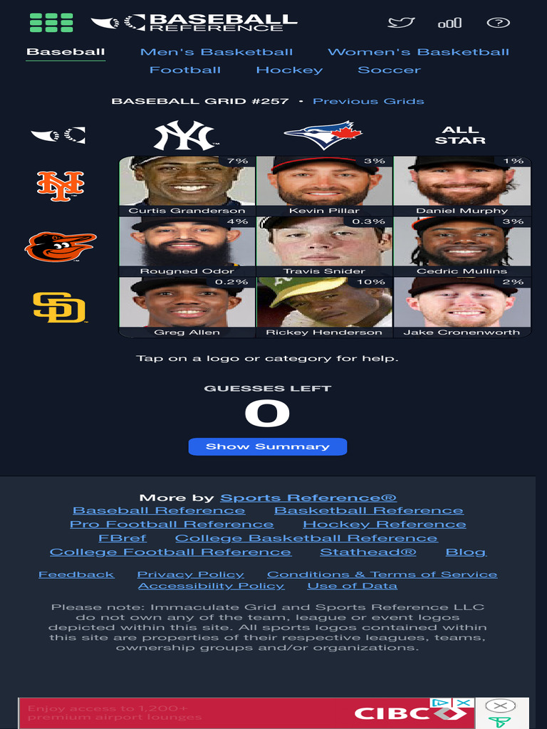 Immaculate Grid Baseball 34 | PDF