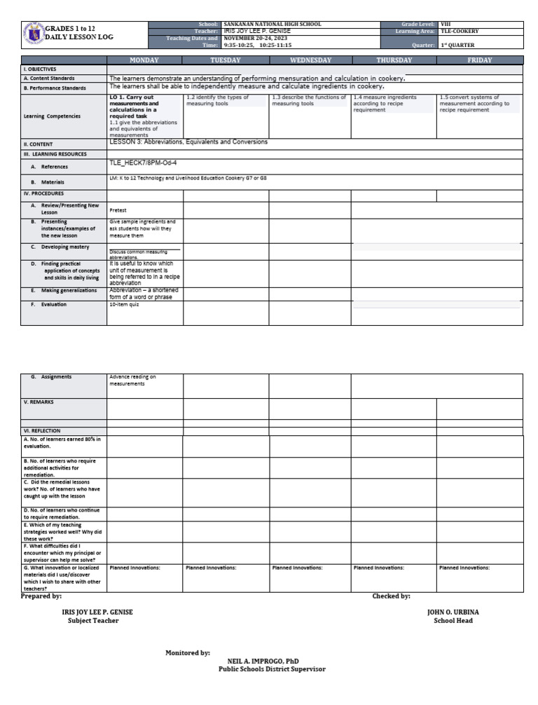TLE Q2-W3 | PDF | Learning | Teachers
