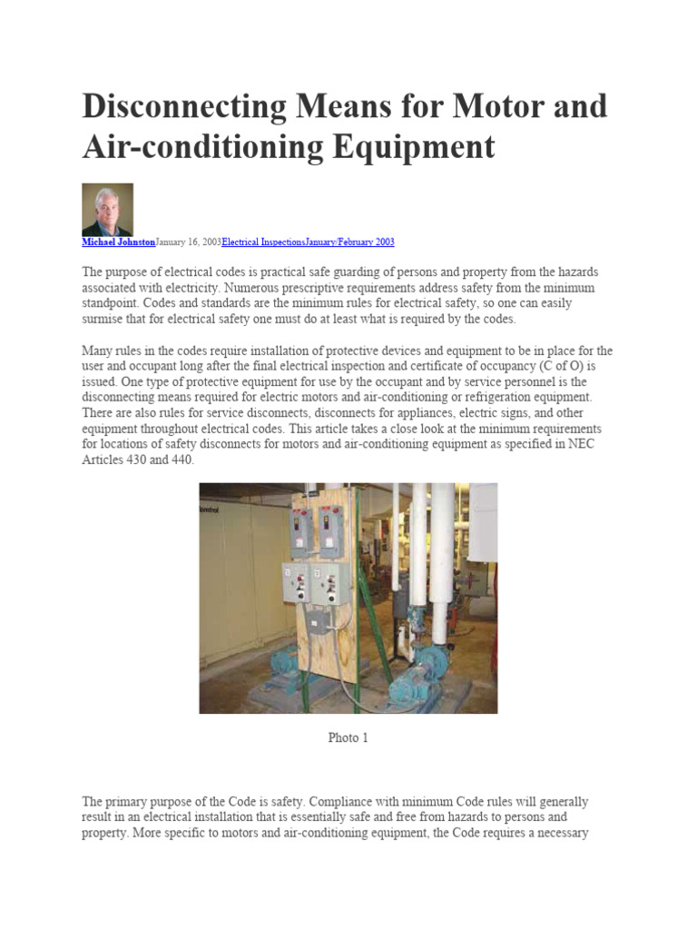 Motor & AC Equipment Safety Disconnects | PDF | Safety | Air Conditioning