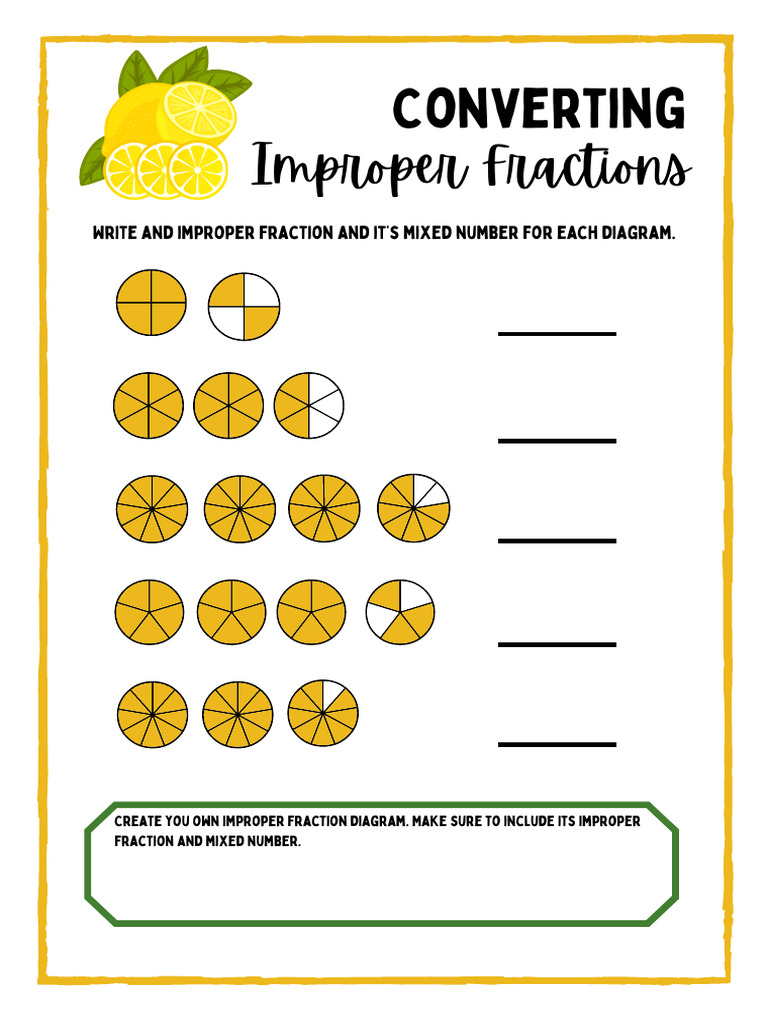 Yellow Green Fun Creative Converting Improper Fractions To Mixed Numbers Pack | Download Free ...