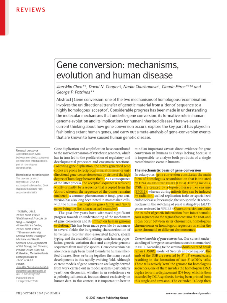 Conversión Génica1 Mod | PDF | Gene | Genetic Recombination