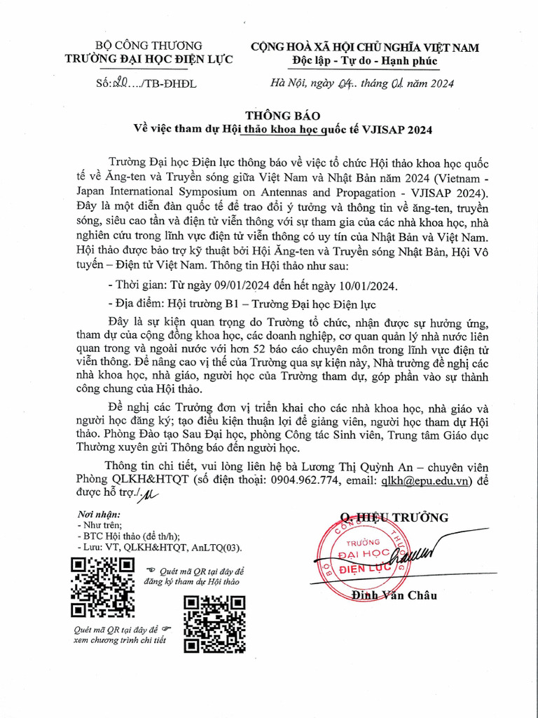 20-TB VV Tham Du HTQT VJISAP 2024 - 000guh | PDF