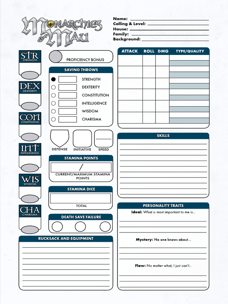 MonarchiesofMau CharacterSheet Interactive | PDF