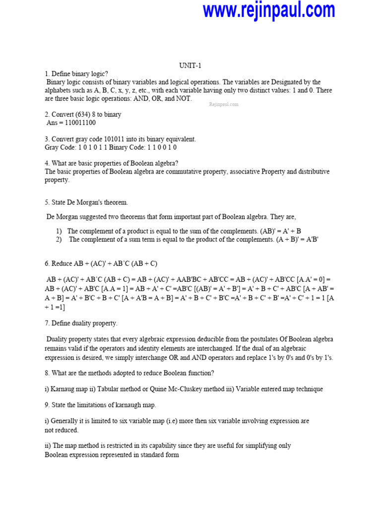 DIGITAL-2marks Q&A | PDF | Read Only Memory | Logic Gate