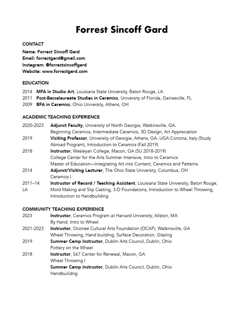 Fsgard Resume | PDF | Pottery | The Arts