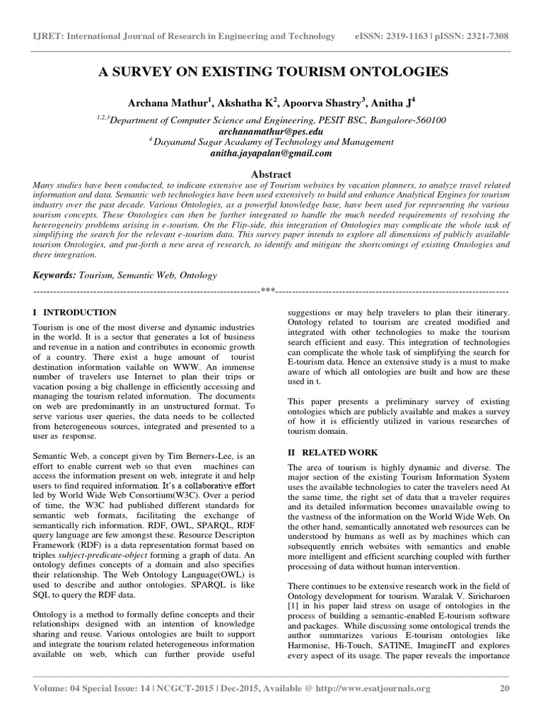 A - Survey - On - Existing - Tourism - Ontologies | PDF | Resource Description Framework | World ...