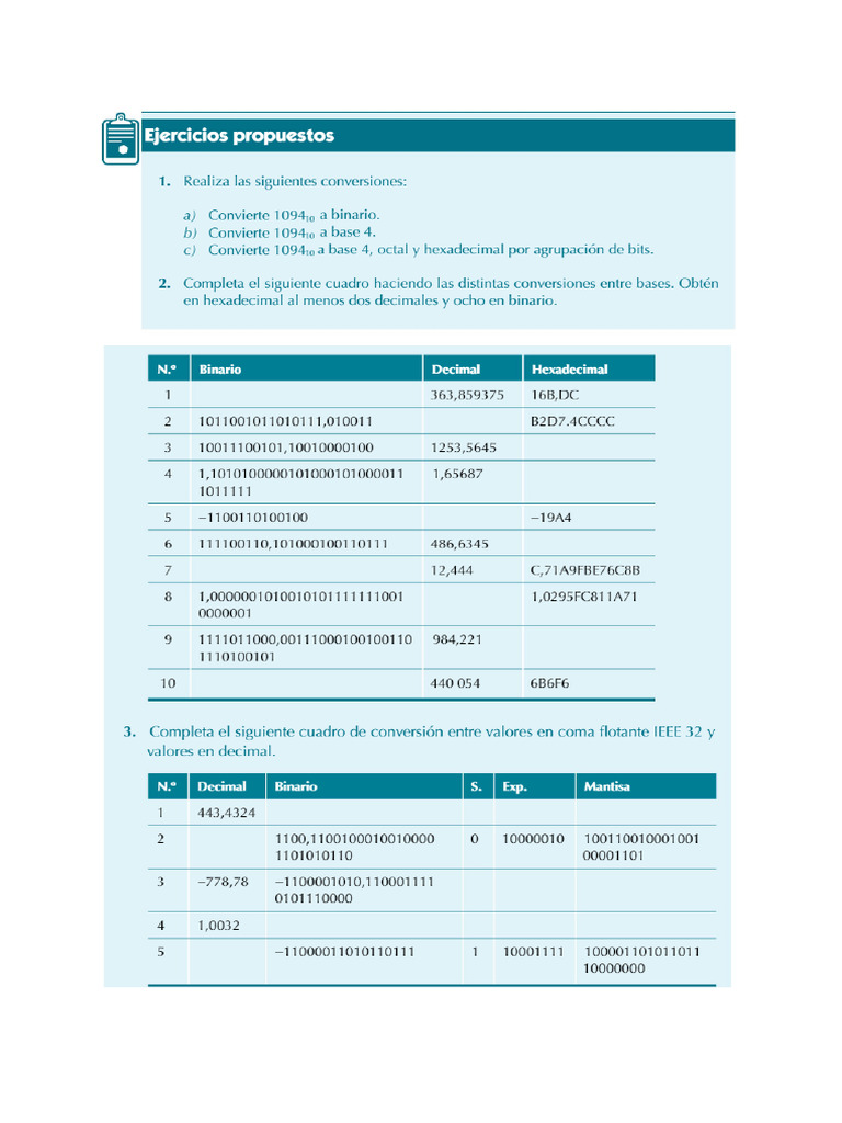 TAREFA 02. Ejercicios Código Binario | PDF