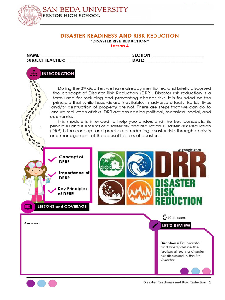 Q4 LESSON 4 (Disaster Risk Reduction) | PDF | Disaster Risk Reduction ...