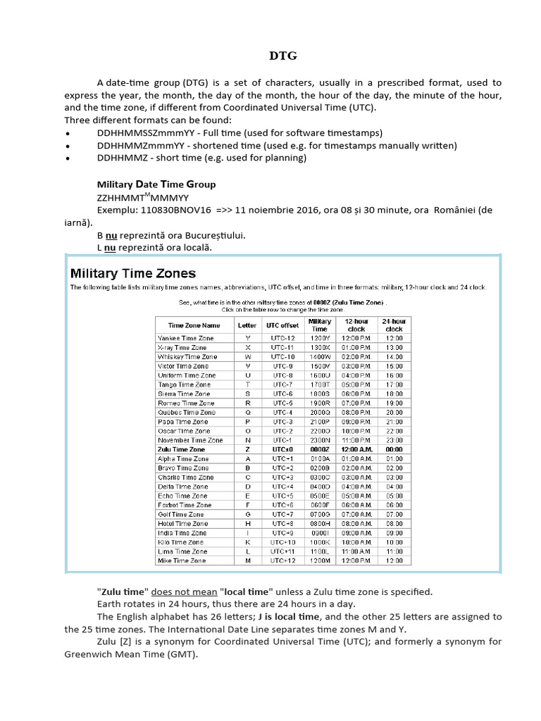 Military DTG - Grupul Dată-Oră Group | PDF