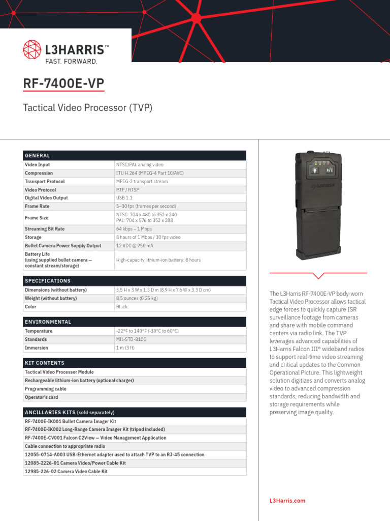 Cs - TC - Datasheet - RF 7400e VP Tactical Video Processor | PDF | Video | Electrical Engineering
