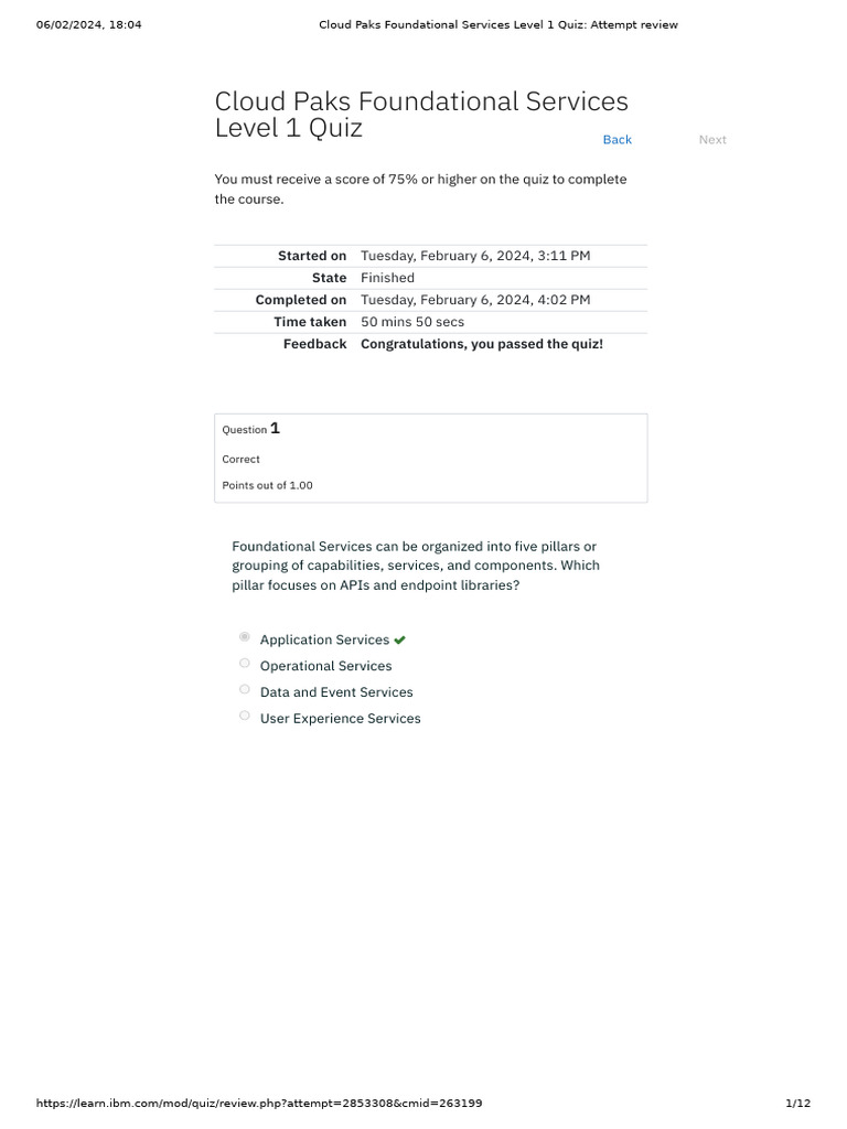 IBM Cloud Paks Level 1 Quiz Review | PDF | Cloud Computing | Computing