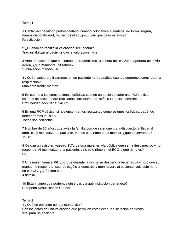 test asise | PDF | Reanimación cardiopulmonar | Sistema respiratorio