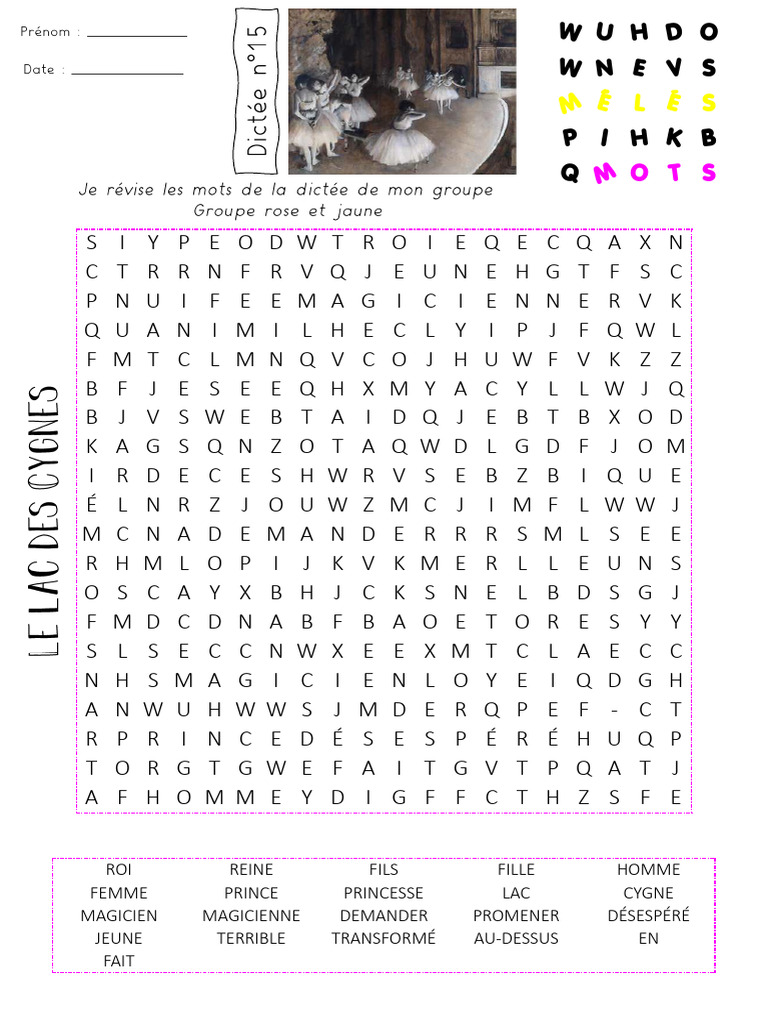 15 Mots Mêlés Lac Cygnes | PDF