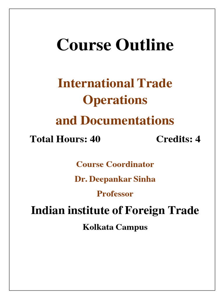 Course Outline ITOD | PDF | Risk | Letter Of Credit