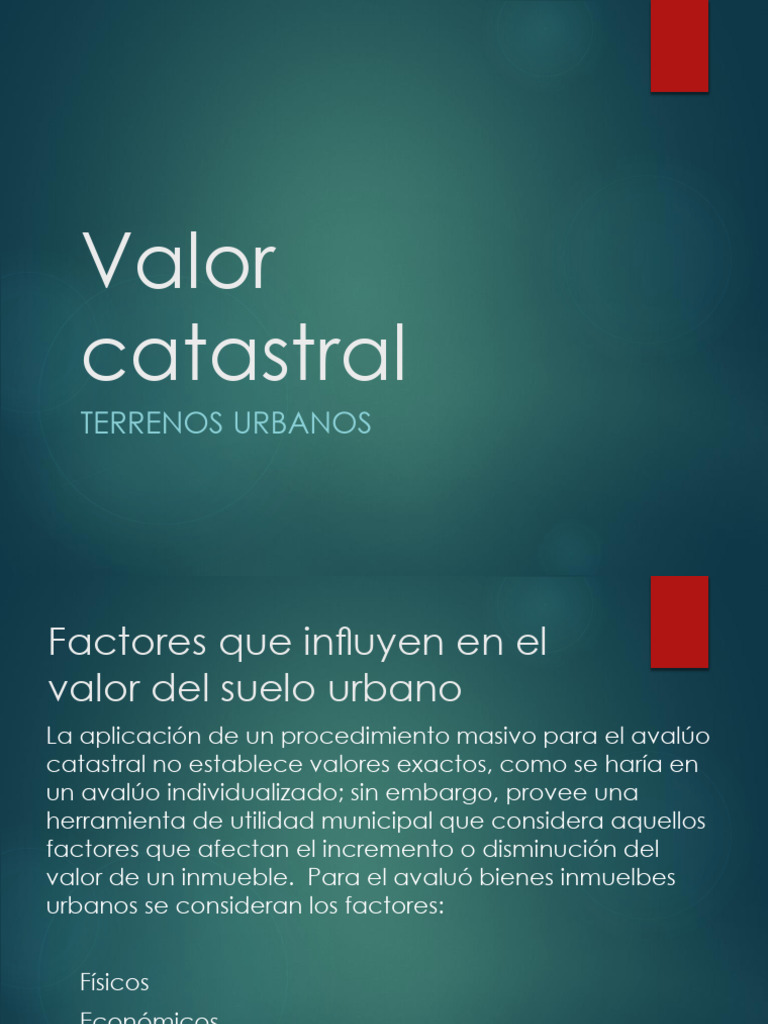 8 - Valor Catastral Del Terreno Urbano | PDF | Bienes raíces | Valoración (Finanzas)