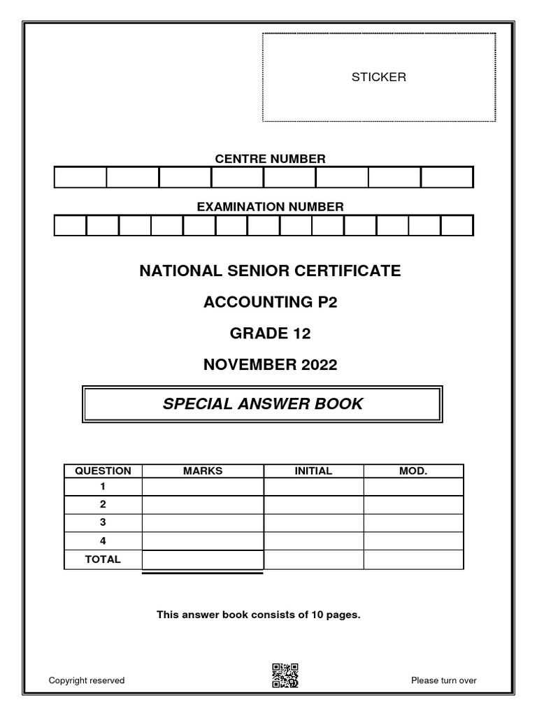 Accounting P2 Nov 2022 Answer Book Eng | PDF | Government Budget ...