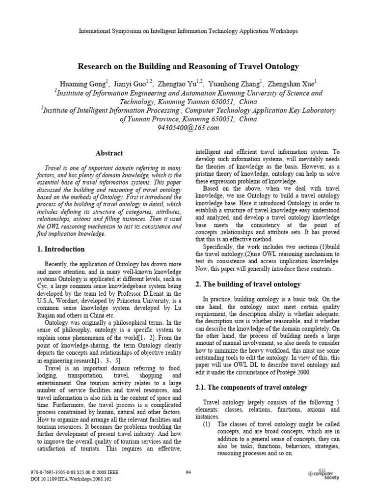 Building and Reasoning of Travel Ontology | PDF | Class (Computer Programming) | Cognitive Science