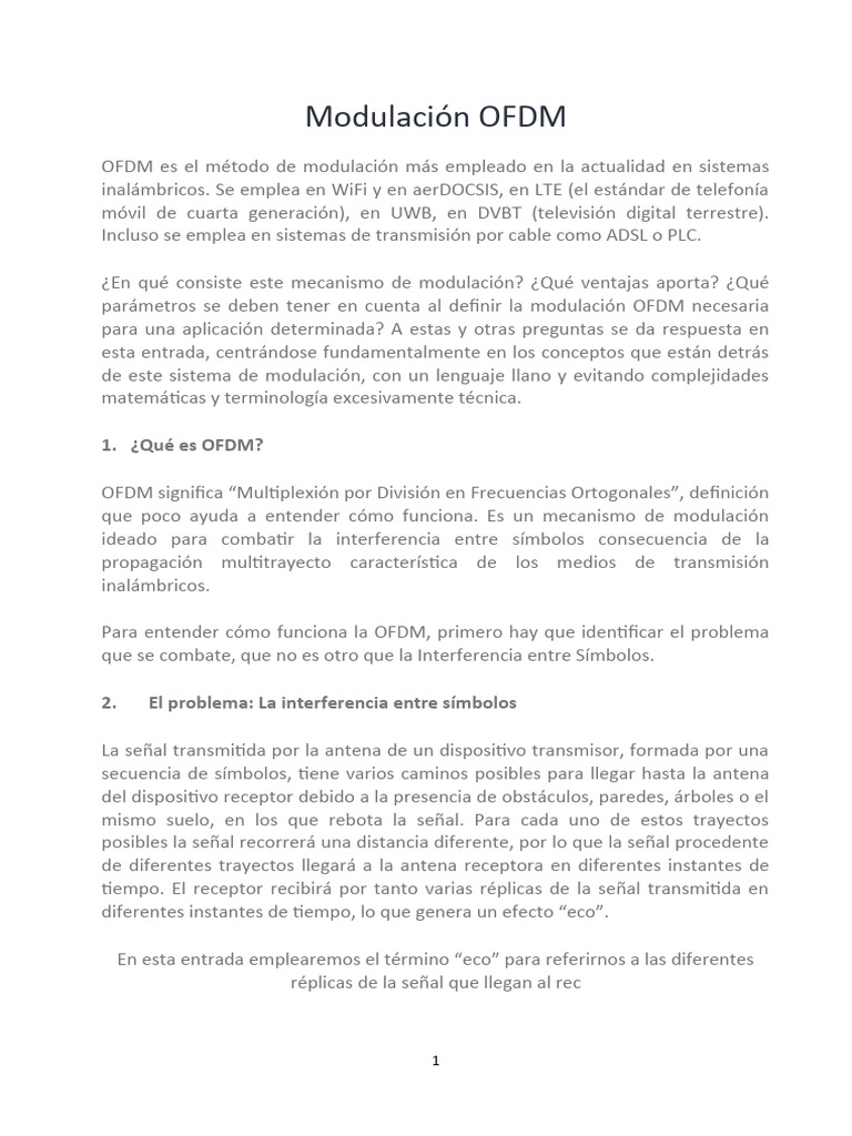 Modulación OFDM | PDF | Multiplexación por división de frecuencia ortogonal | Modulación