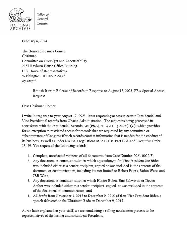 Access to Biden Administration Records | PDF | Federal Government Of ...