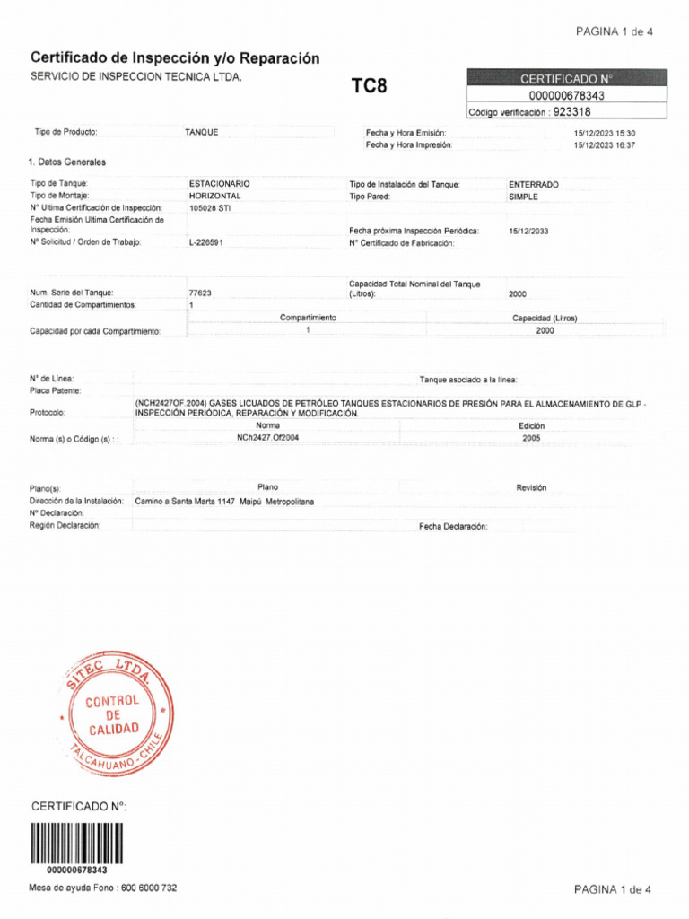 Certificado TC8 | PDF